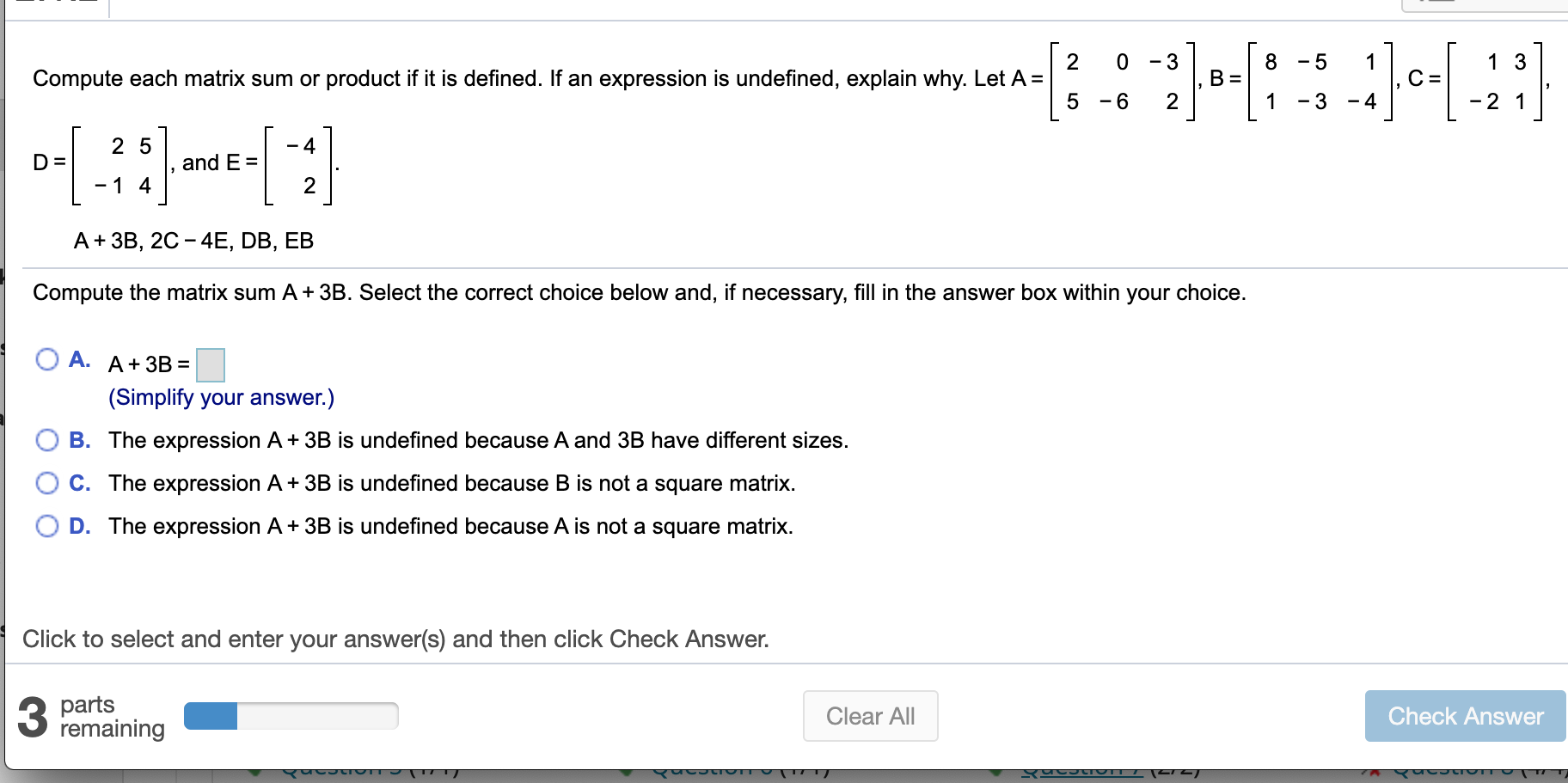 Solved - 3 - 5 1 3 Compute each matrix sum or product if it | Chegg.com