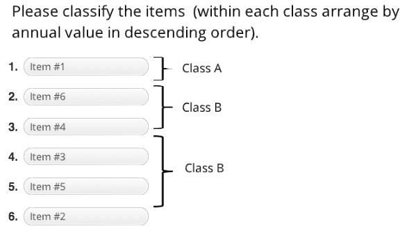 Solved Please classify the items (within each class arrange | Chegg.com