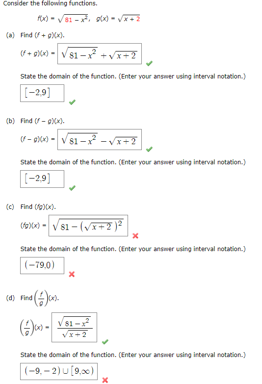 Solved Consider the following functions. (a) Find (f + | Chegg.com