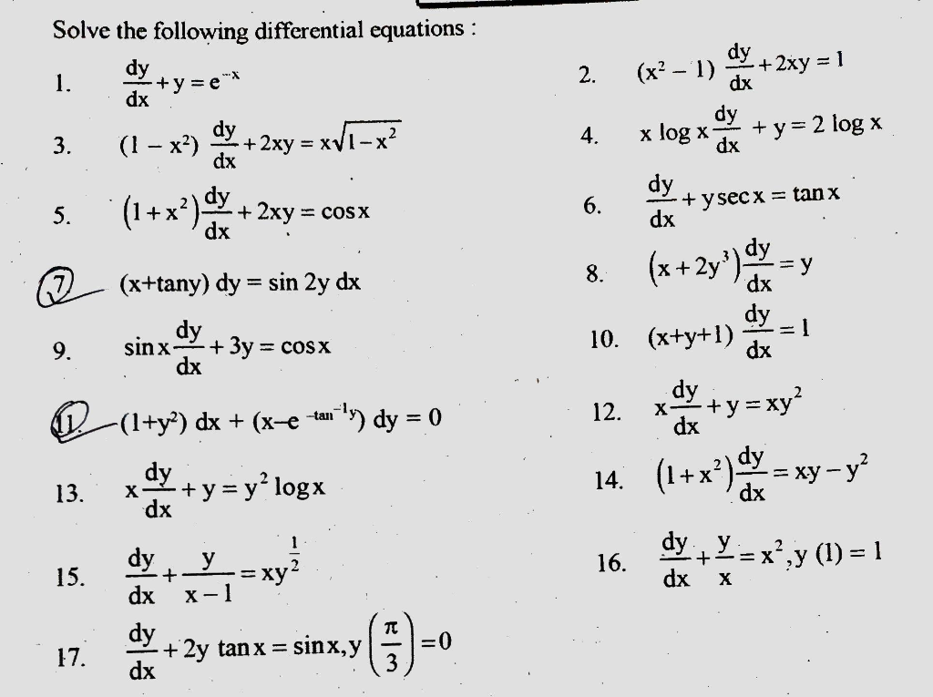 Solved 2. + 2xy = 1 Solve the following differential | Chegg.com