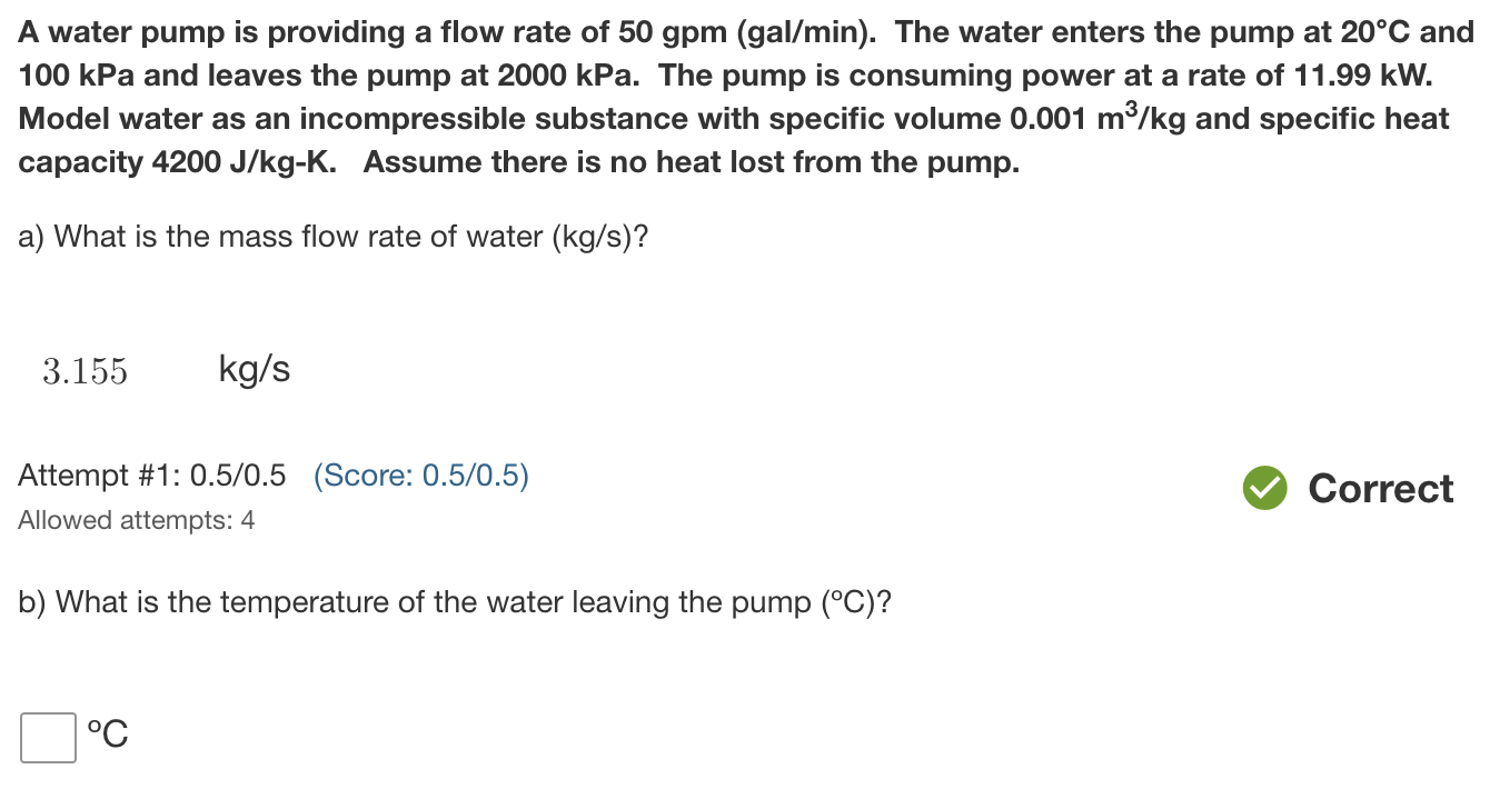 Solved A water pump is providing a flow rate of | Chegg.com