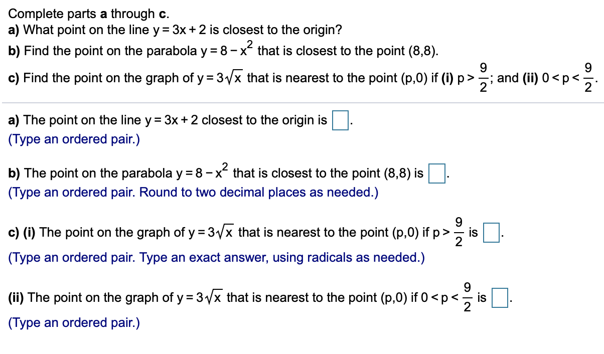 Solved Complete parts a through c. a) What point on the line | Chegg.com