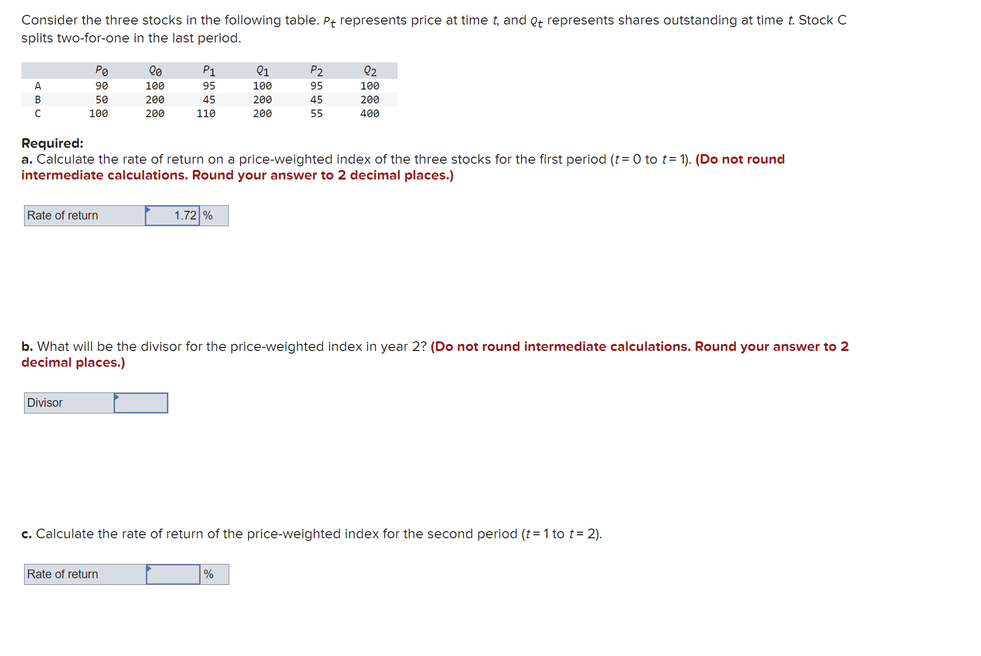 Solved Consider the three stocks in the following table. Pt | Chegg.com