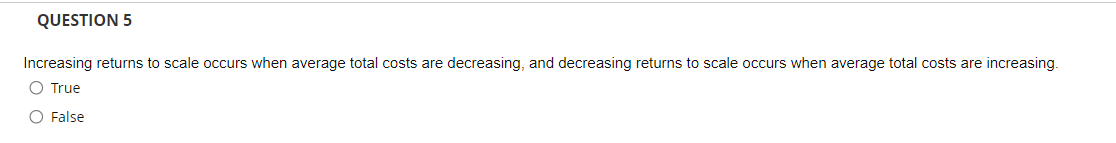 Solved Increasing returns to scale occurs when average total | Chegg.com