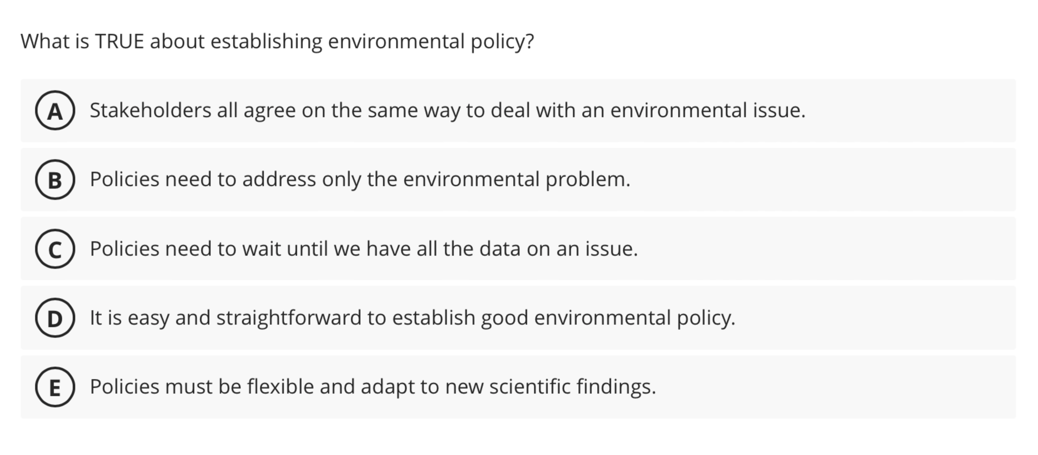 Solved What is TRUE about establishing environmental | Chegg.com