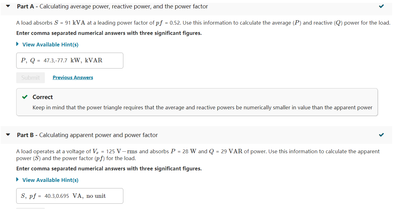 Solved Part C - Calculating load impedance A load absorbs | Chegg.com Solved Part C - Calculating load impedance A load absorbs | Chegg.com