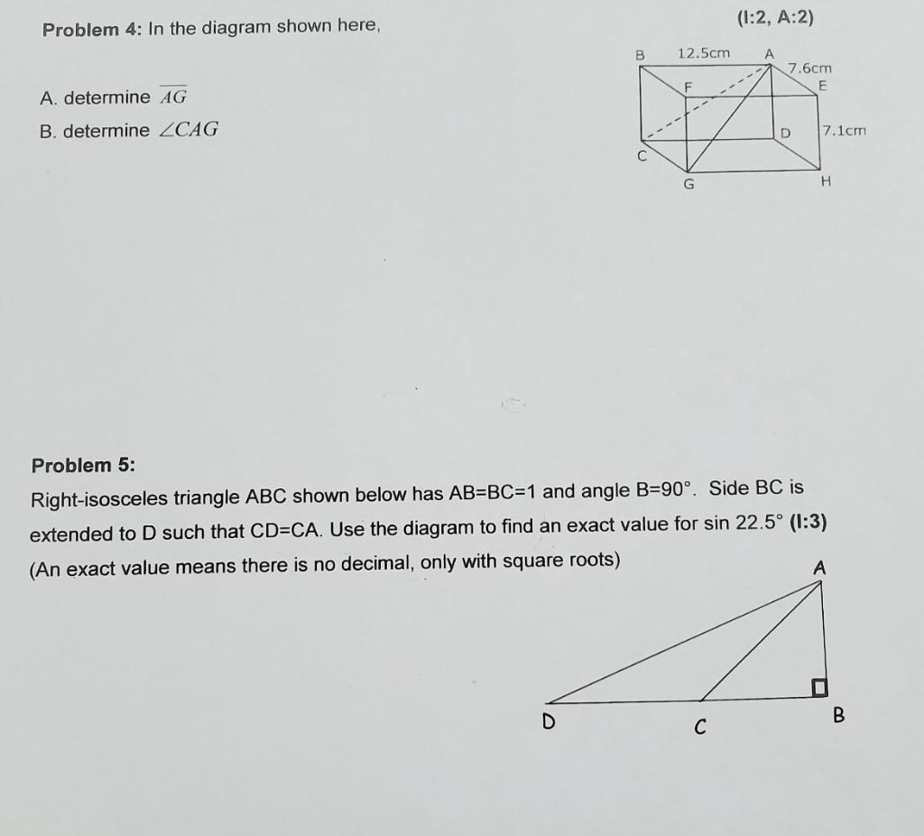 Solved Problem 4: In the diagram shown here, (I:2, A:2) A. | Chegg.com