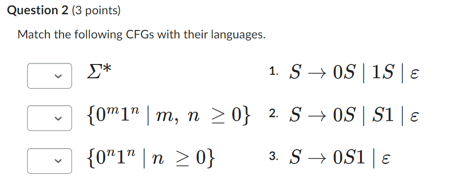 Solved Match the following CFGs with their languages. | Chegg.com