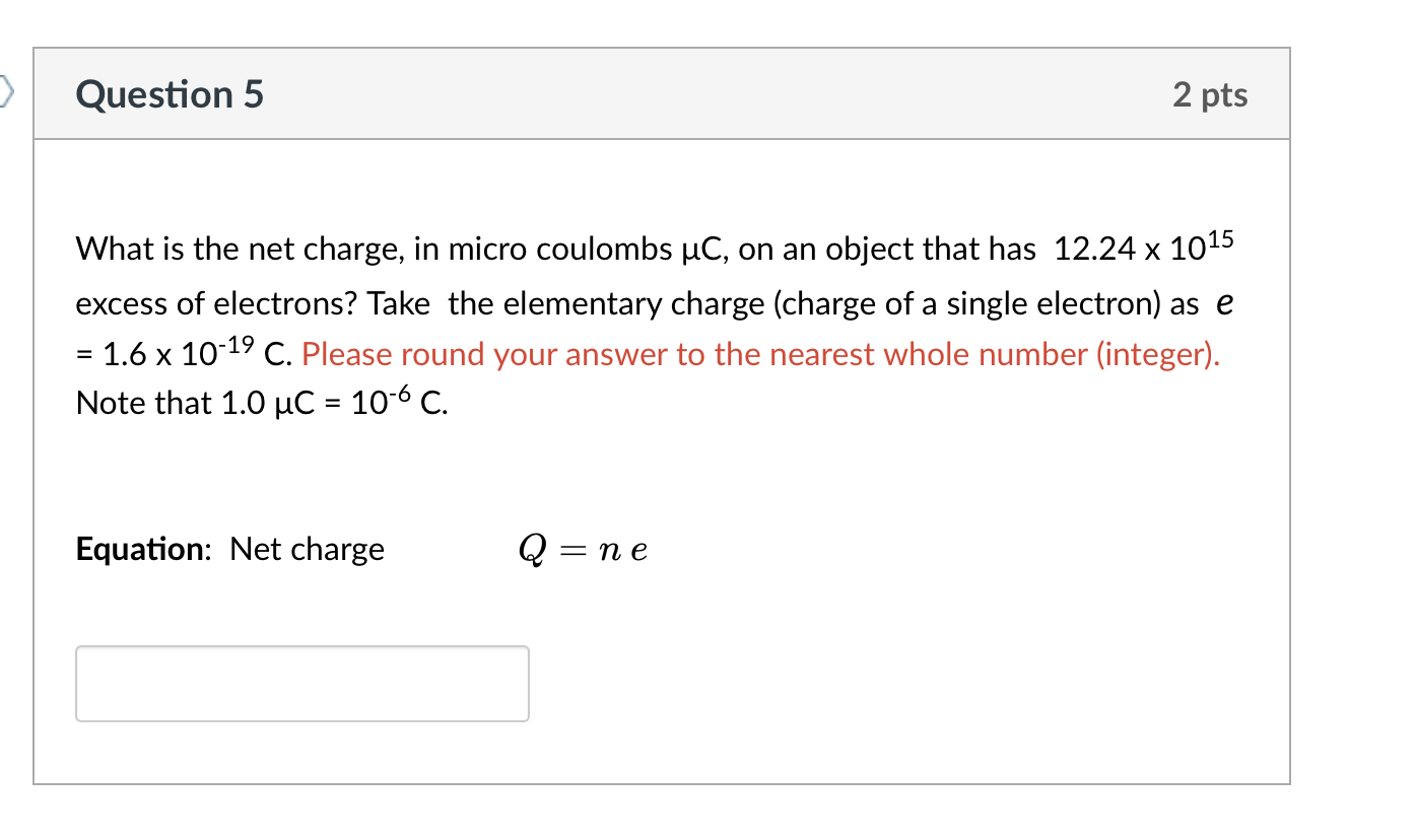 Solved What is the net charge, in micro coulombs μC, on an | Chegg.com