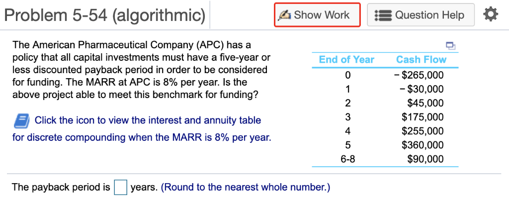 Solved Problem 5-54 (algorithmic) Show Work Question Help | Chegg.com