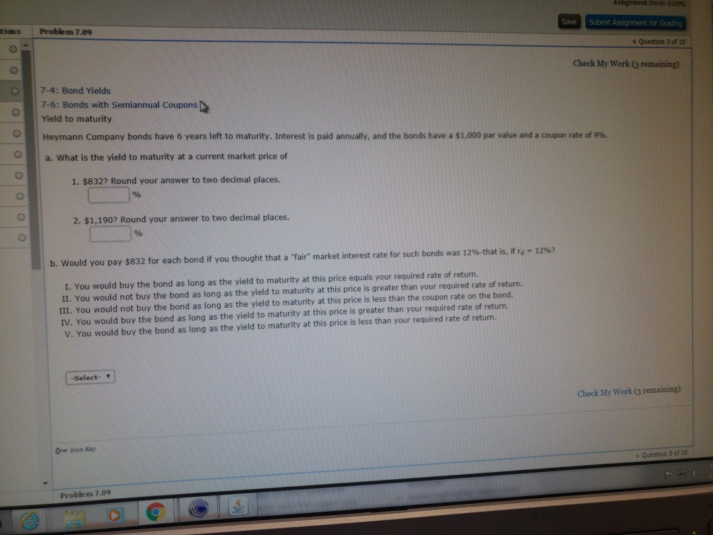 Solved Assignment Soom: 0.00% tions Problem 7.09 Save Submit | Chegg.com
