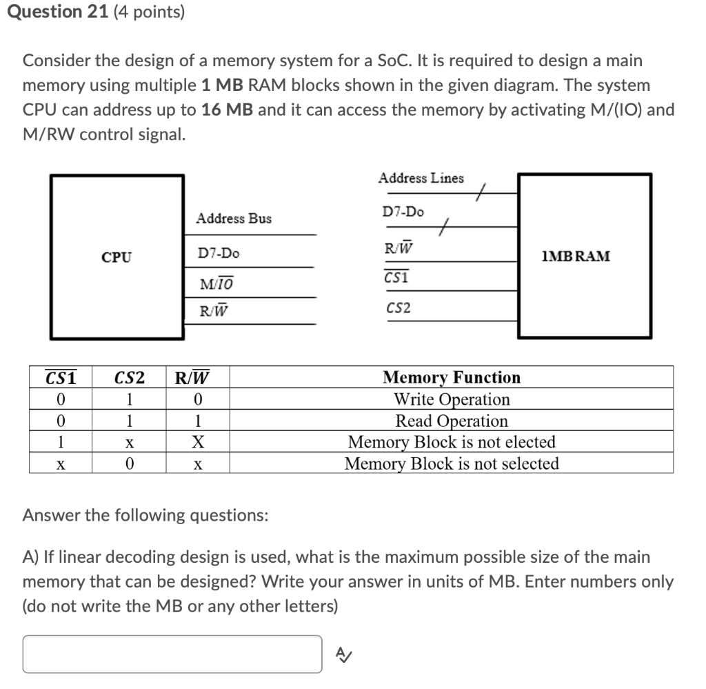 Question 21 (4 points) Consider the design of a | Chegg.com