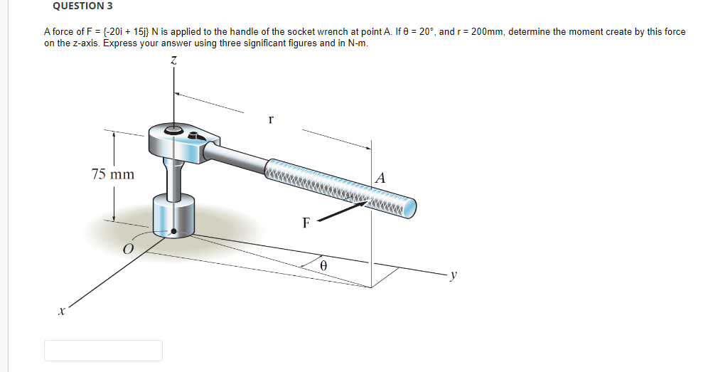 Solved A force of F={−20i+15j}N is applied to the handle of | Chegg.com
