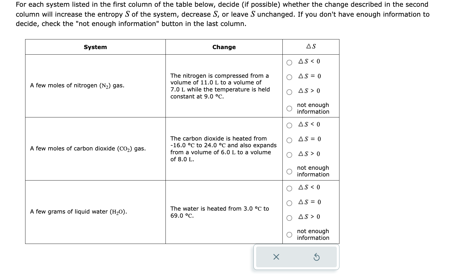 Solved For each system listed in the first column of the | Chegg.com