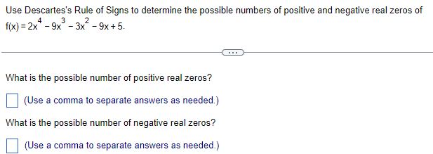 Solved Use Descartes's Rule of Signs to determine the | Chegg.com