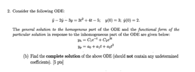 Solved 2. Consider the following ODE The general solution to | Chegg.com