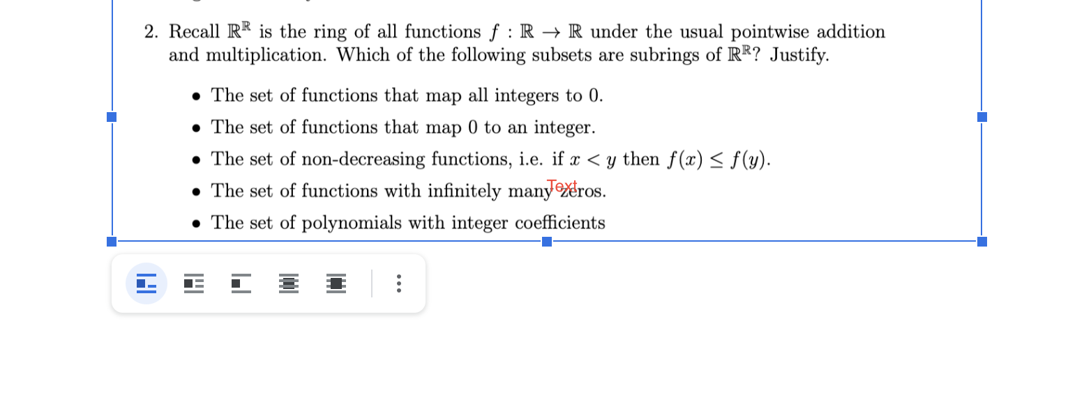 Solved 2. Recall RR is the ring of all functions f:R→R under | Chegg.com