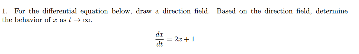 Solved 1. For the differential equation below, draw a | Chegg.com