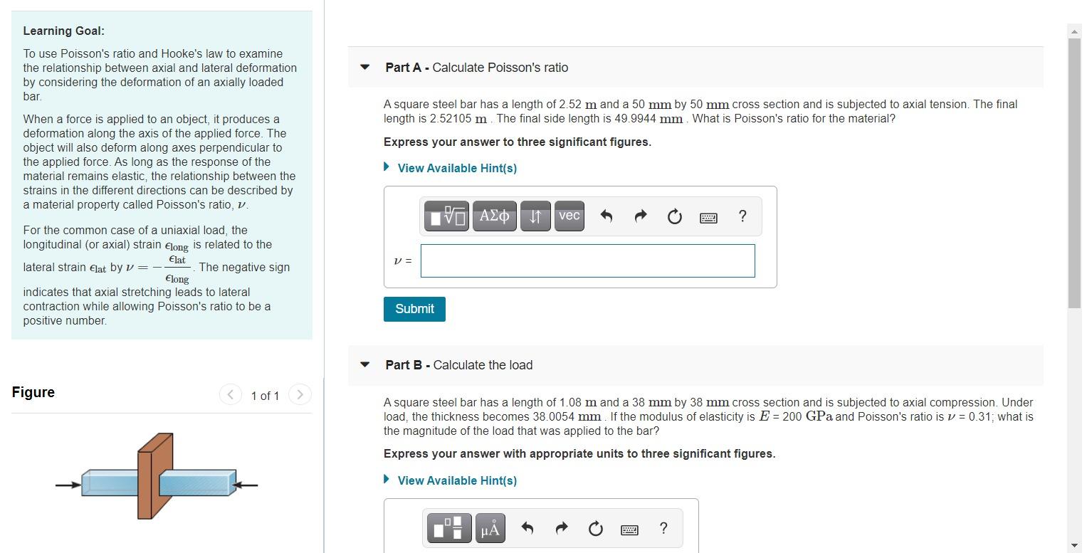 Solved Learning Goal: Part A - Calculate Poisson's ratio To | Chegg.com