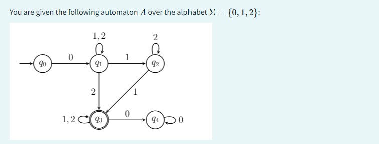 Solved You are given the following automaton A over the | Chegg.com