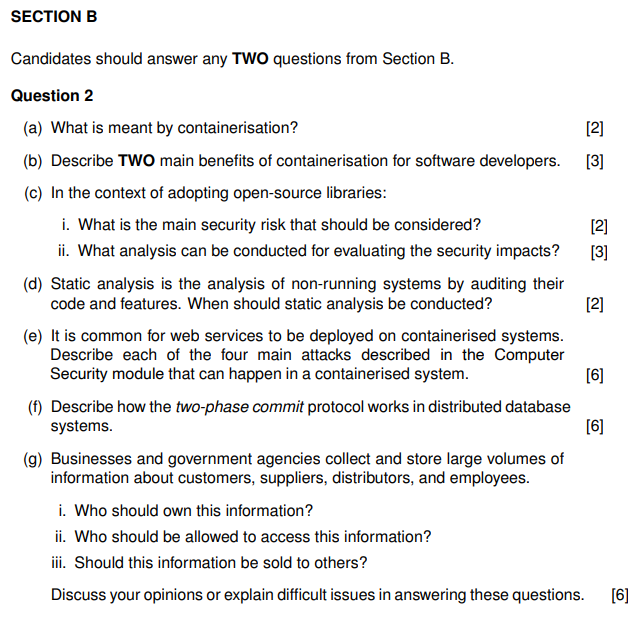 Solved SECTION B Candidates should answer any TWO questions | Chegg.com
