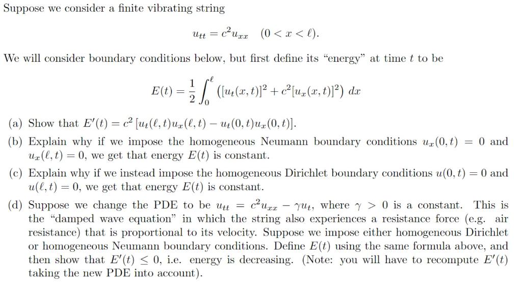 Solved Suppose we consider a finite vibrating string | Chegg.com