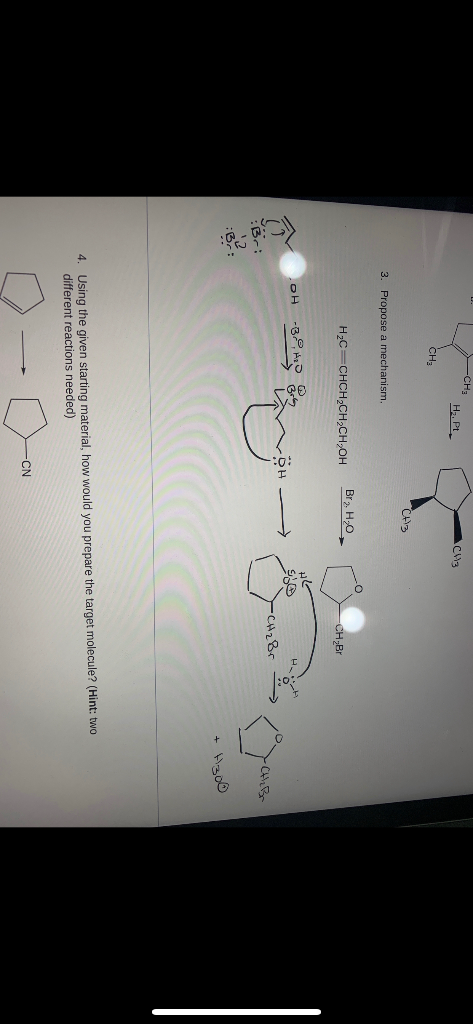 Solved CH Hz. Pt. CH3 CHE "CHB 3. Propose a mechanism. Br. | Chegg.com