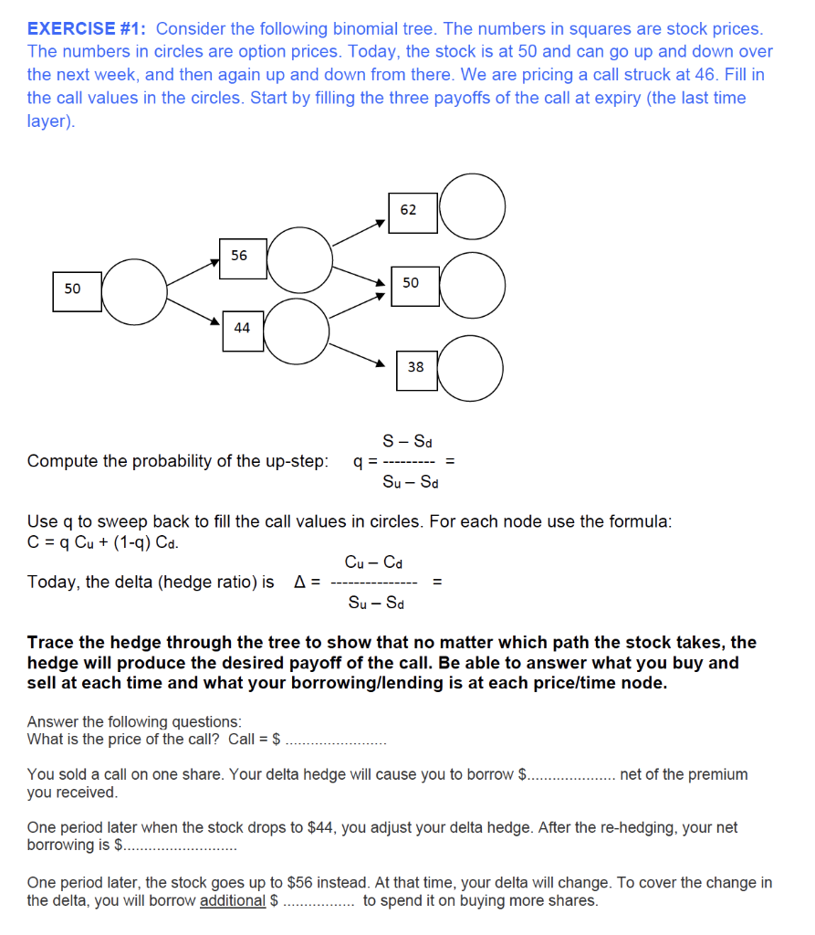 EXERCISE \#1: Consider the following binomial tree. | Chegg.com