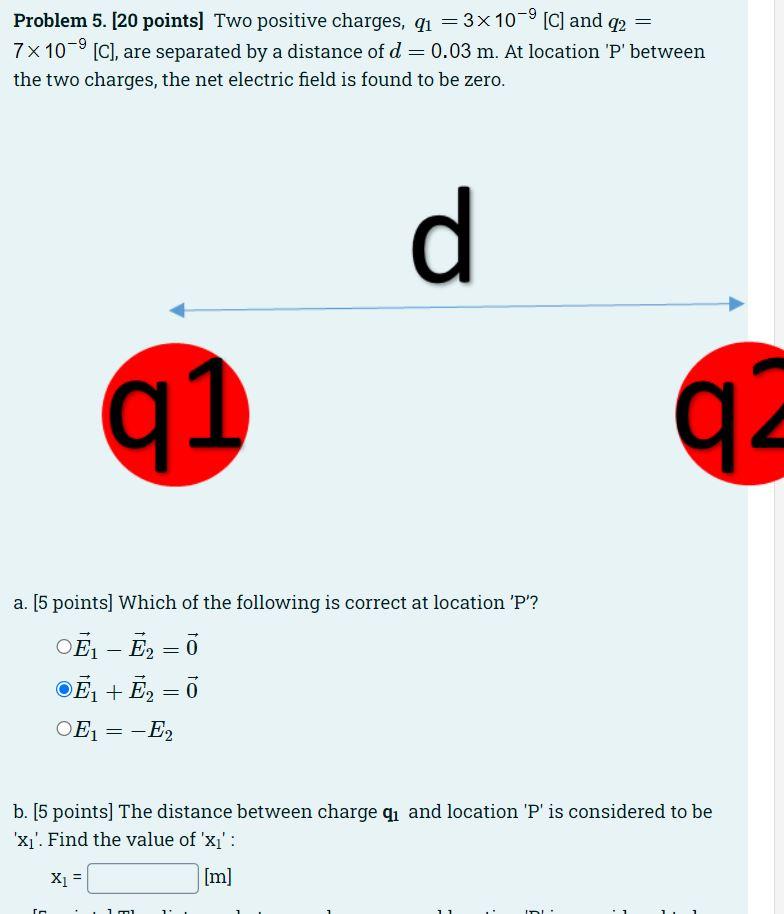 Solved Problem 5. [20 points] Two positive charges, | Chegg.com