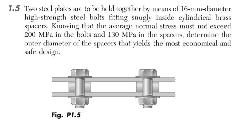 Solved 1.5 Two steel plates are to be held together by means | Chegg.com