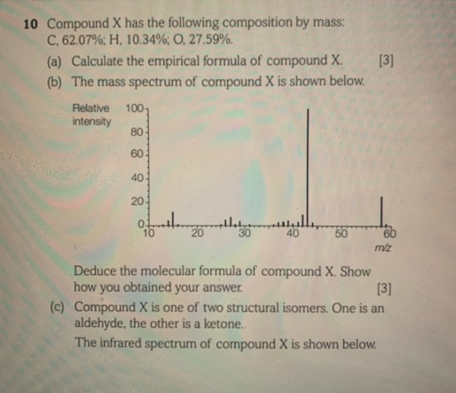 Solved 10 Compound X has the following composition by mass: | Chegg.com