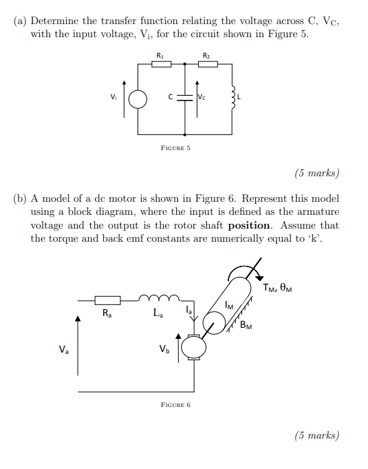 Solved (a) Determine the transfer function relating the | Chegg.com