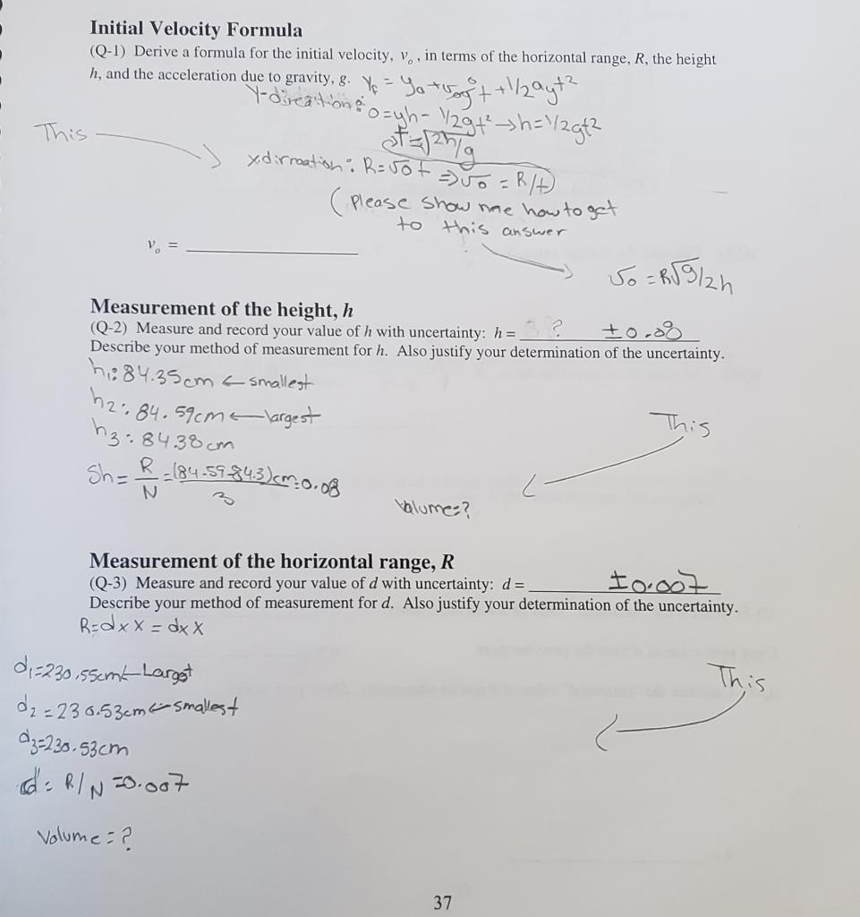 Solved Initial Velocity Formula (Q-1) Derive a formula for | Chegg.com