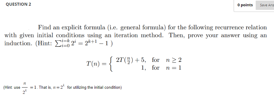 Solved Find an explicit formula (i.e. ﻿general formula) ﻿for | Chegg.com