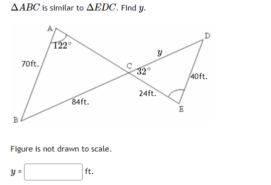 Solved ABC is similar to EDC. Find y. Figure is not drawn | Chegg.com