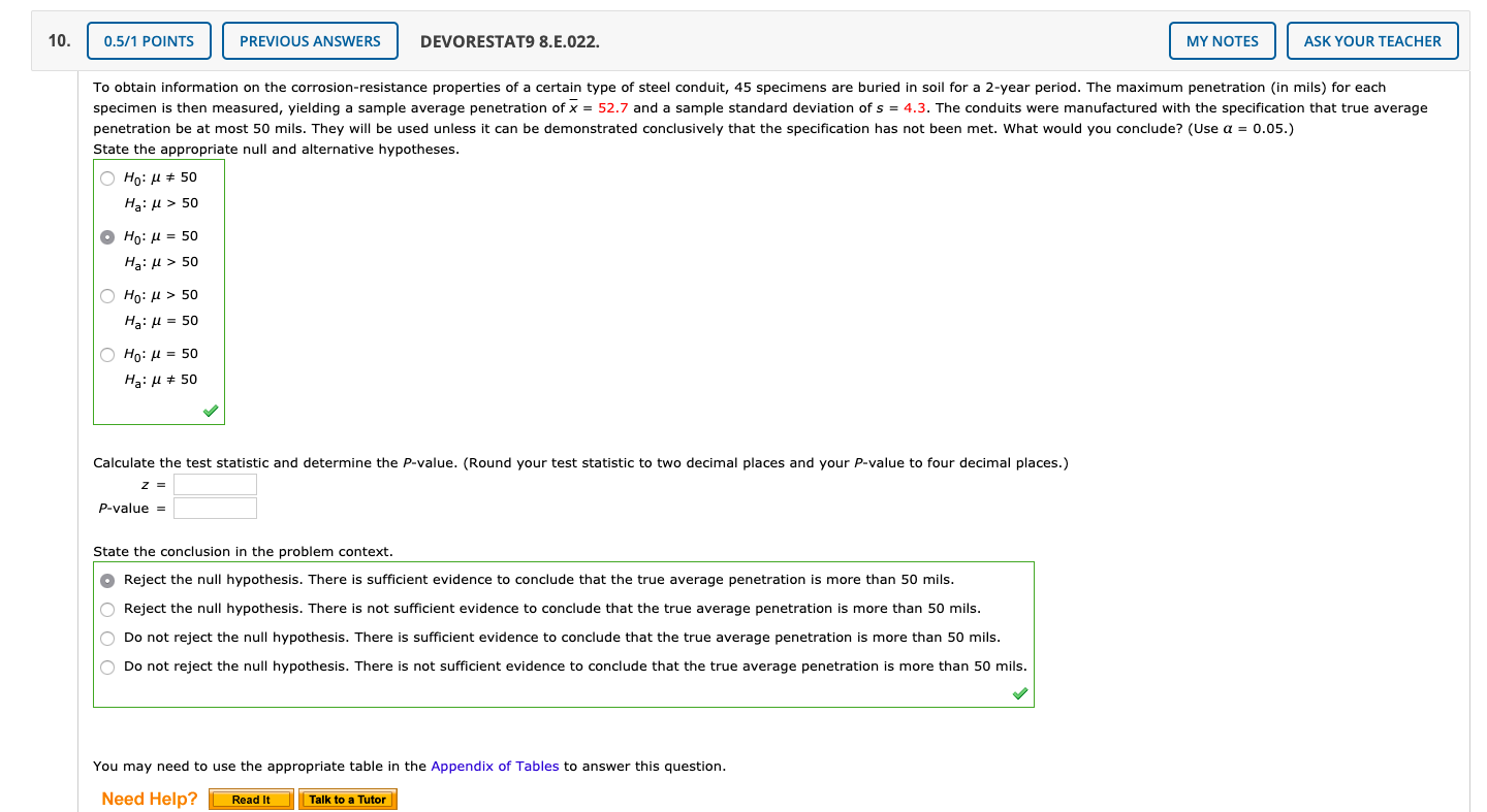 Solved 10. 0.5/1 POINTS PREVIOUS ANSWERS DEVORESTAT9 | Chegg.com