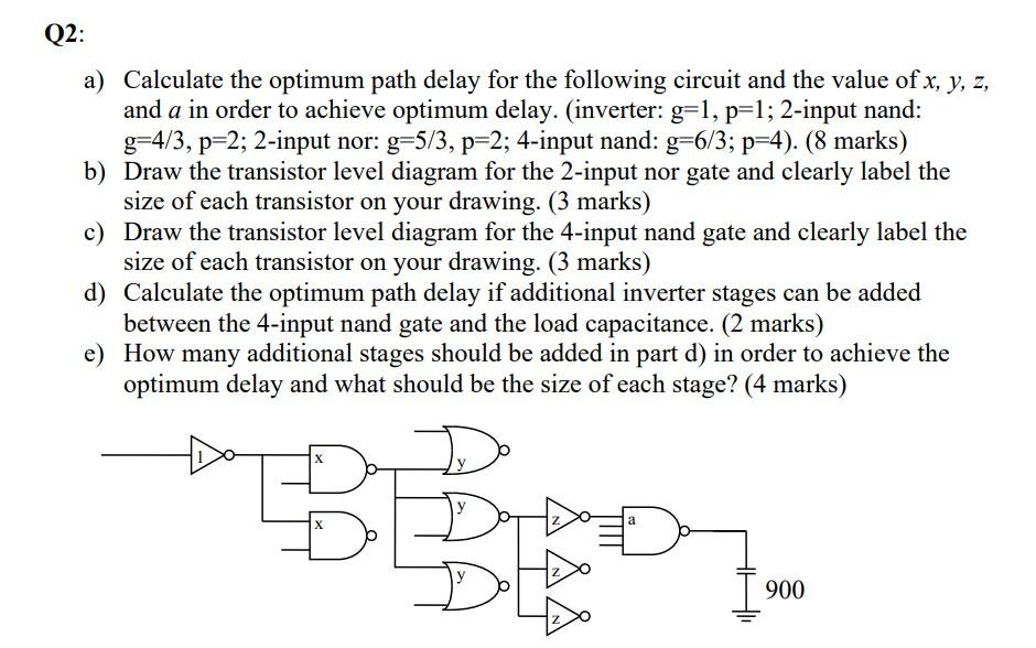 Solved a) Calculate the optimum path delay for the following | Chegg.com