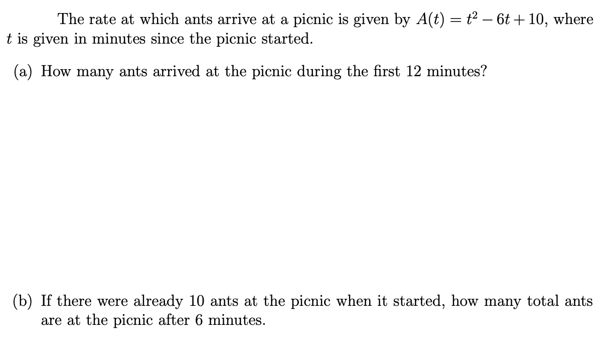 Solved The rate at which ants arrive at a picnic is given by | Chegg.com