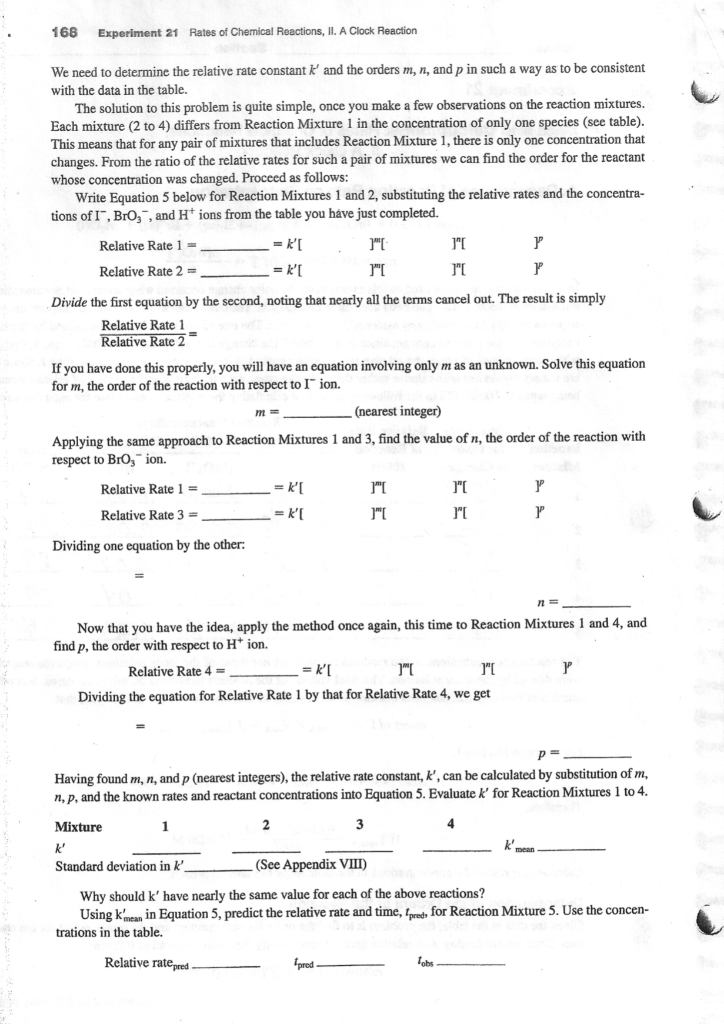 Name Section Experiment 21 Data and Calculations: | Chegg.com