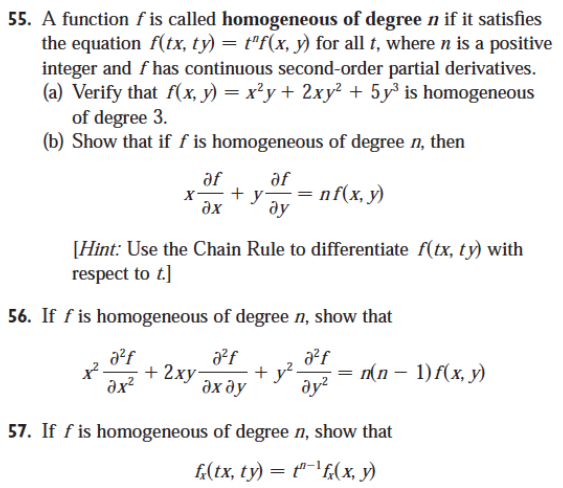 Solved 55. A function f is called homogeneous of degree n if | Chegg.com