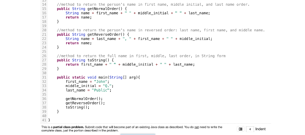 Solved 8.15 Write a toString method for the Name class that | Chegg.com