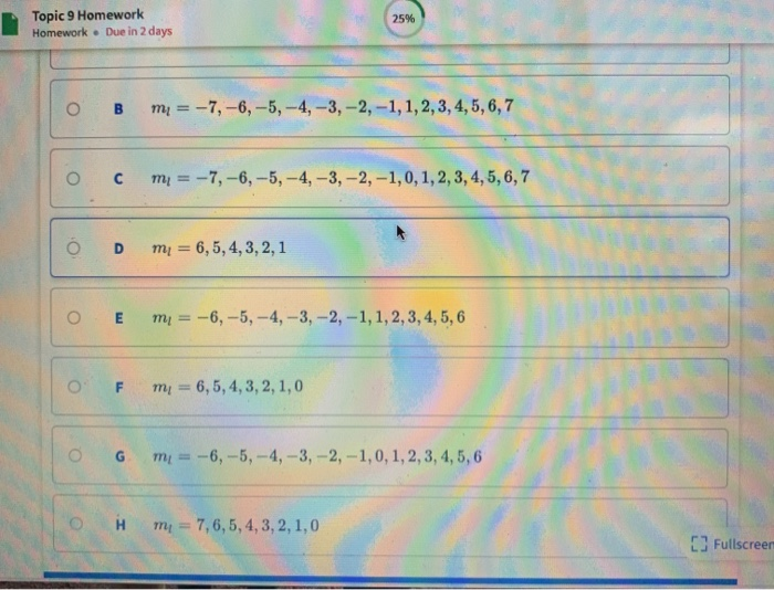 Solved Ifl 7, what are all the possible values of m mi = | Chegg.com