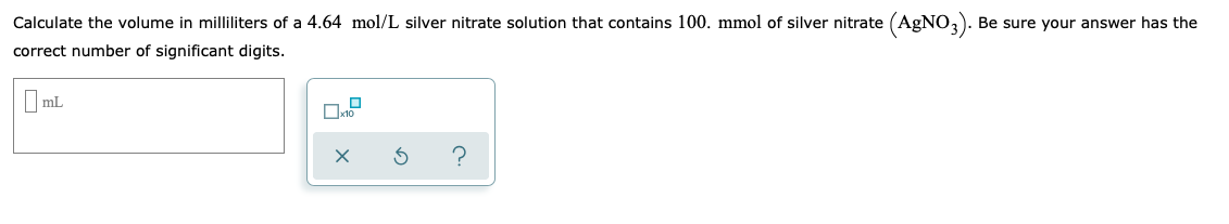 Solved Calculate the volume in milliliters of a 4.64 mol/L | Chegg.com
