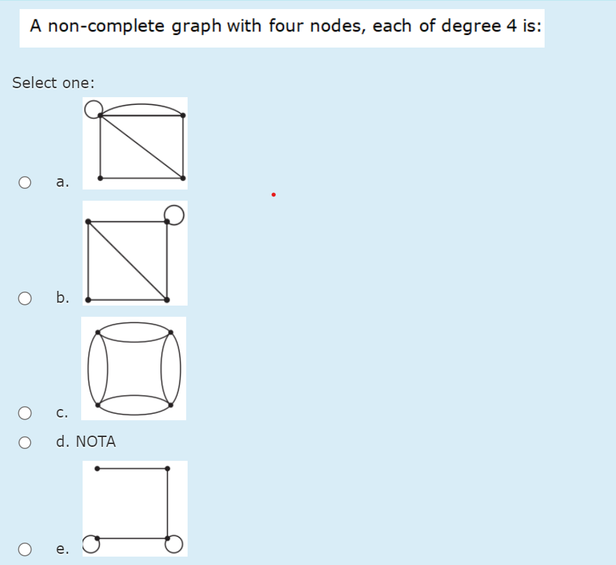 Solved A non-complete graph with four nodes, each of degree | Chegg.com