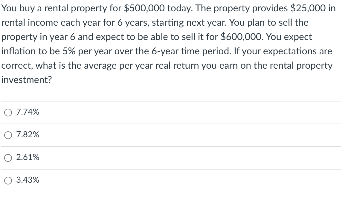 Solved You buy a rental property for $500,000 today. The | Chegg.com