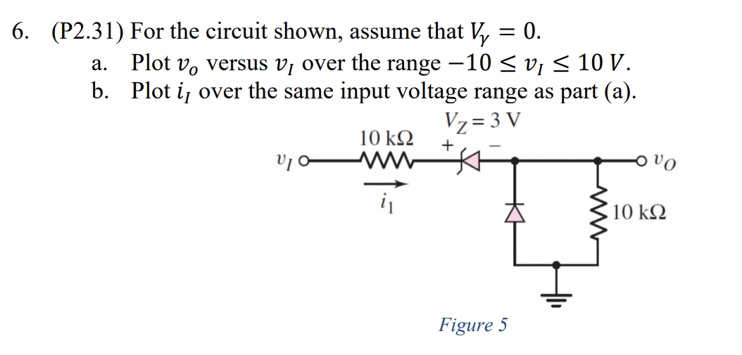 Solved (P2.31) ﻿For the circuit shown, assume that Vγ=0.a. | Chegg.com