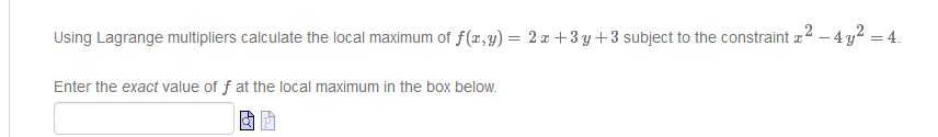 Solved Using Lagrange multipliers calculate the local | Chegg.com