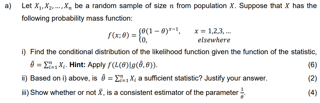 Solved Let X1,X2,…,Xn be a random sample of size n from | Chegg.com