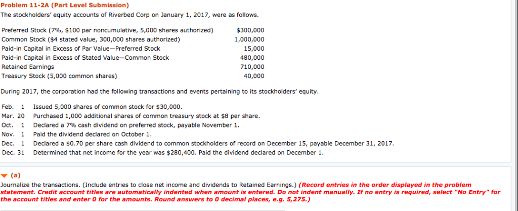 Solved Problem 11-2A (Part Level Submission) The | Chegg.com