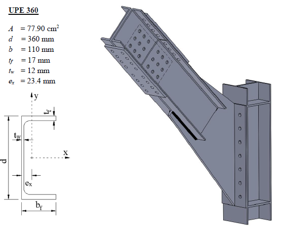 Solved UPE 360 A = 77.90 cm d = 360 mm b = 110 mm ty = 17 mm | Chegg.com